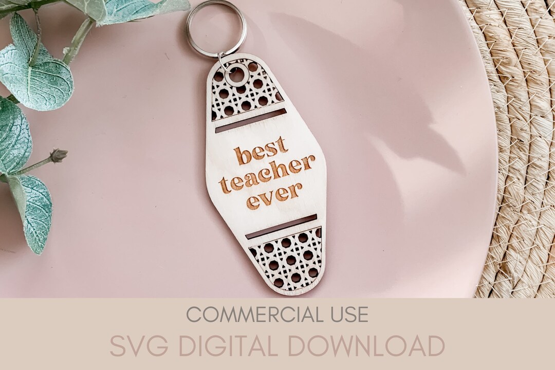 Best Teacher Cane Motel Keychain SVG SVG Rattan Keychain Laser Engrave ...