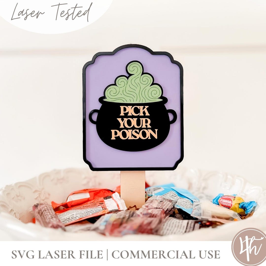 Pick Your Poison Candy Sign SVG | SVG Halloween Sign| Candy Basket Sign ...
