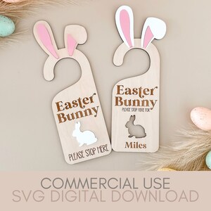 SVG Easter Door Hangers SVG Easter Bunny Stop Here Laser Engrave Files ...