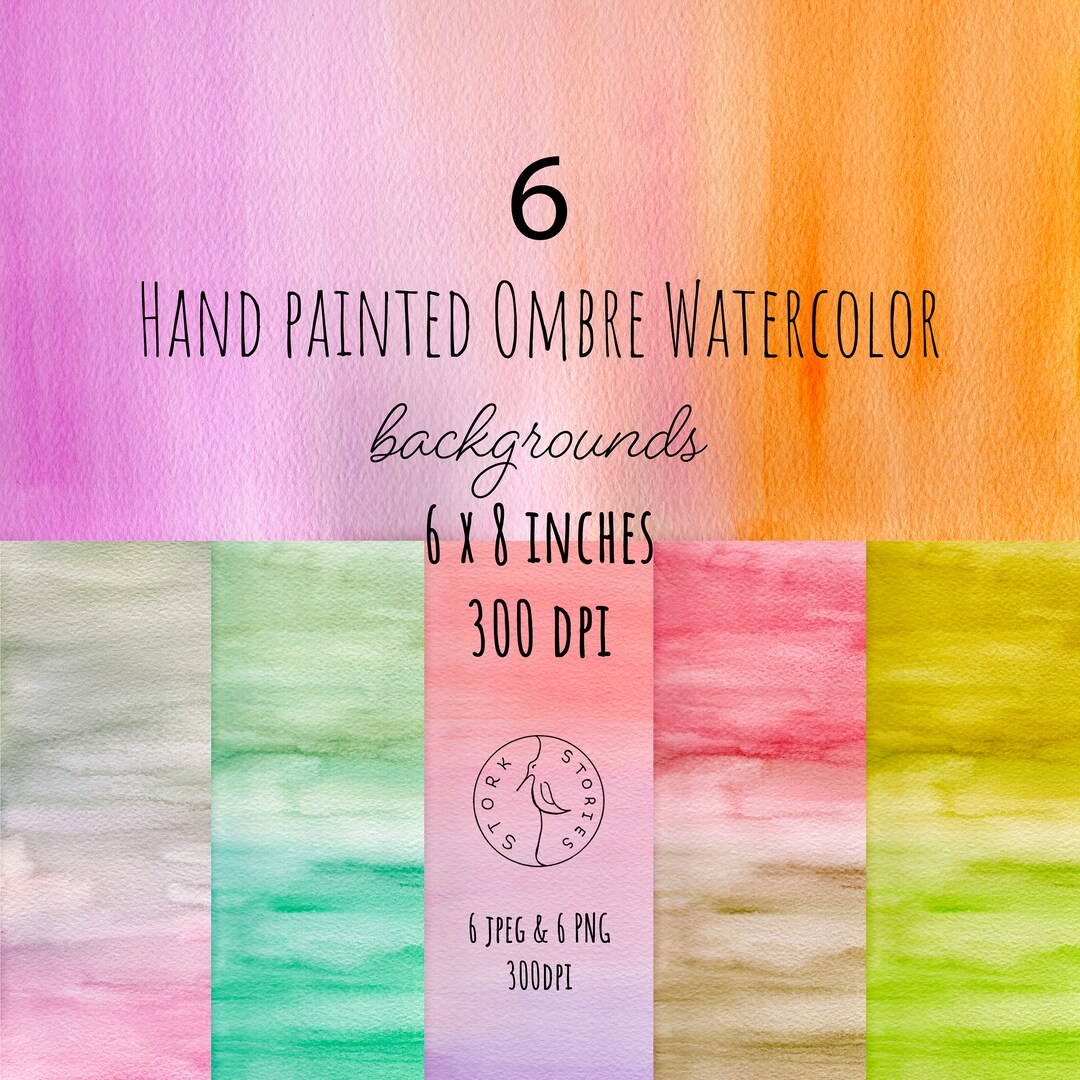 Hand Painted Ombre Watercolor Backgrounds Digital Paper - Etsy