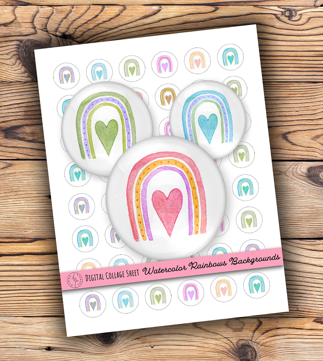 Hand Painted Watercolor Rainbows Backgrounds Instant Download Jewelry ...