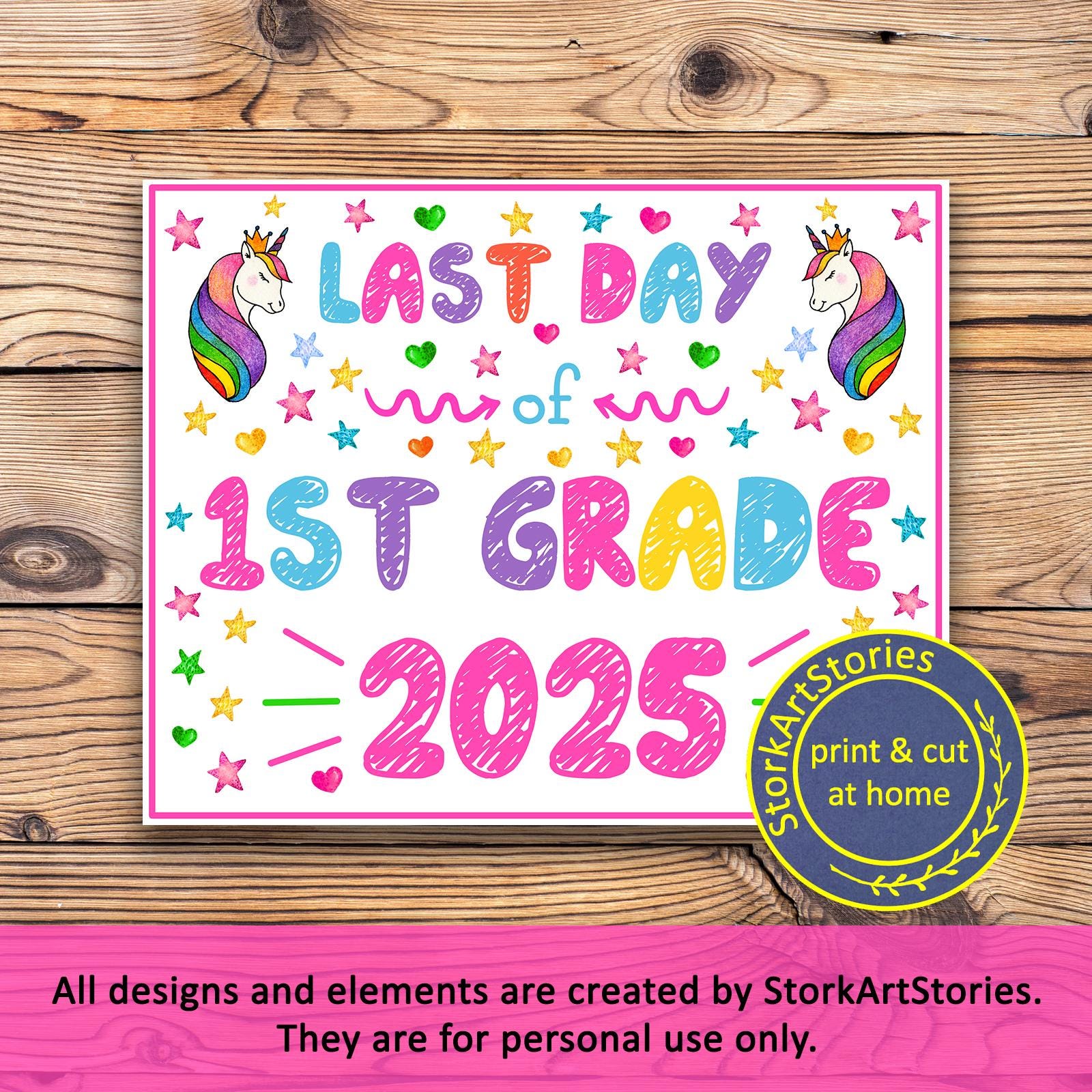 Printable Last Day of 1st Grade Sign Girl Pink Last Day of School Sign ...