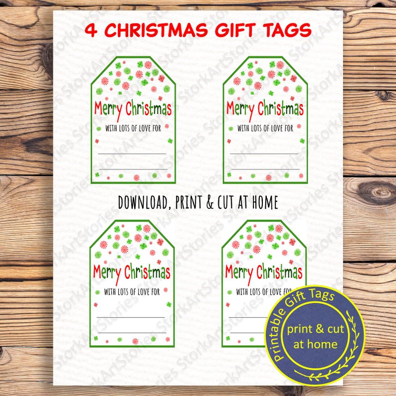 Merry Christmas Gift Tag Printable Gift Tags Holiday Thank You Dad Mom ...