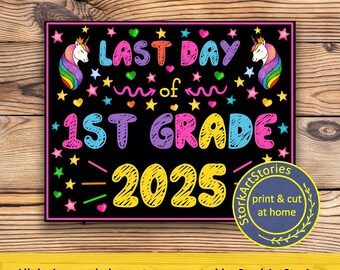 Printable Last Day of 1st Grade Sign Girl Pink Last Day of School Sign ...