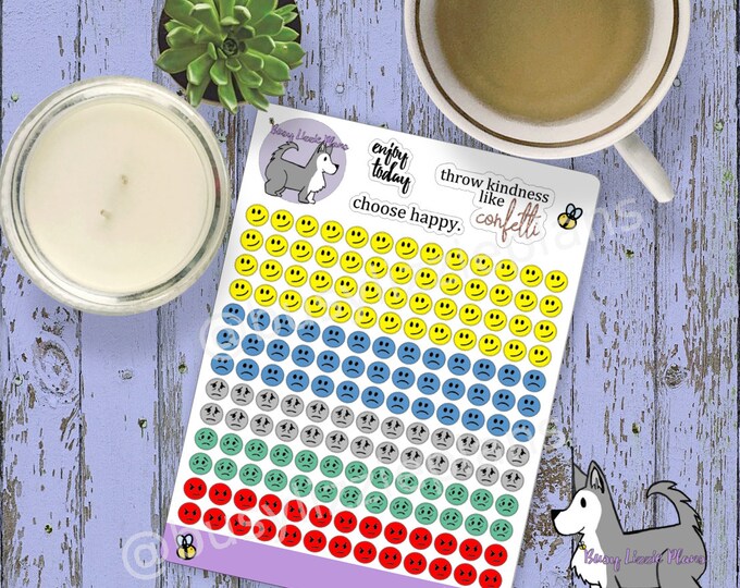 Emoticon Emotion Tracking Stickers, Tiny Stickers, Bullet Journal ...