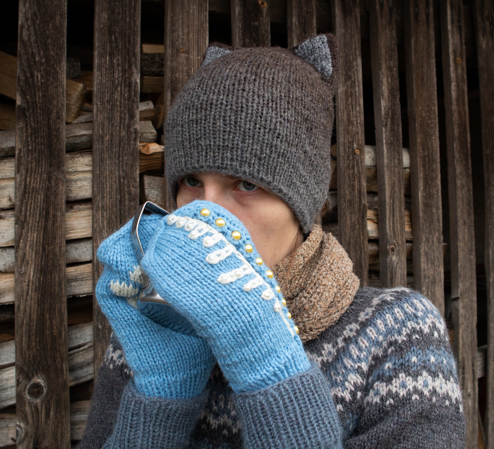Wool Mittens for Animal Lovers. Handmade 100% Warm Mittens - Etsy