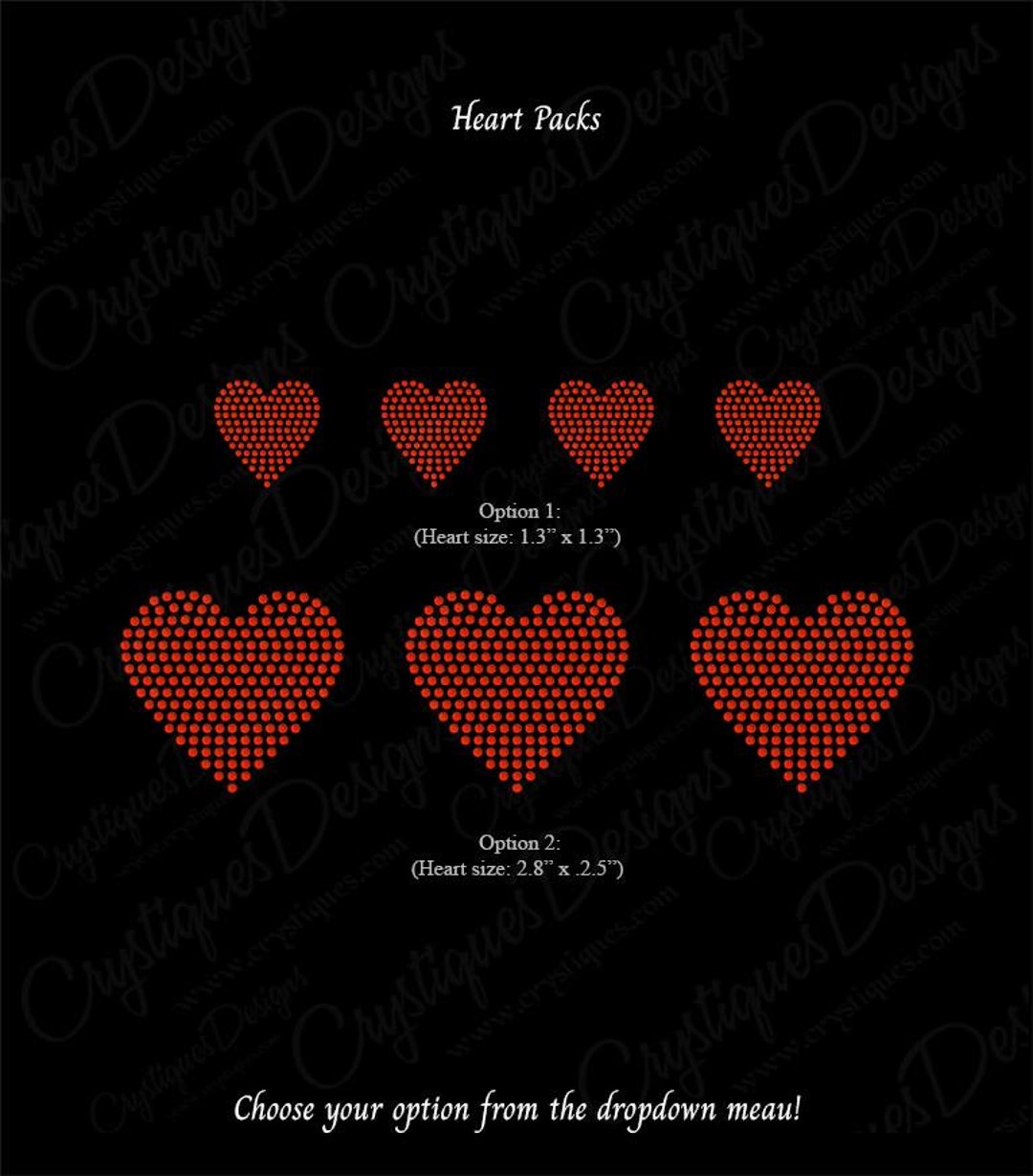 Rhinestone Hearts-rhinestone Transfer-custom Rhinestone Iron on Hearts ...