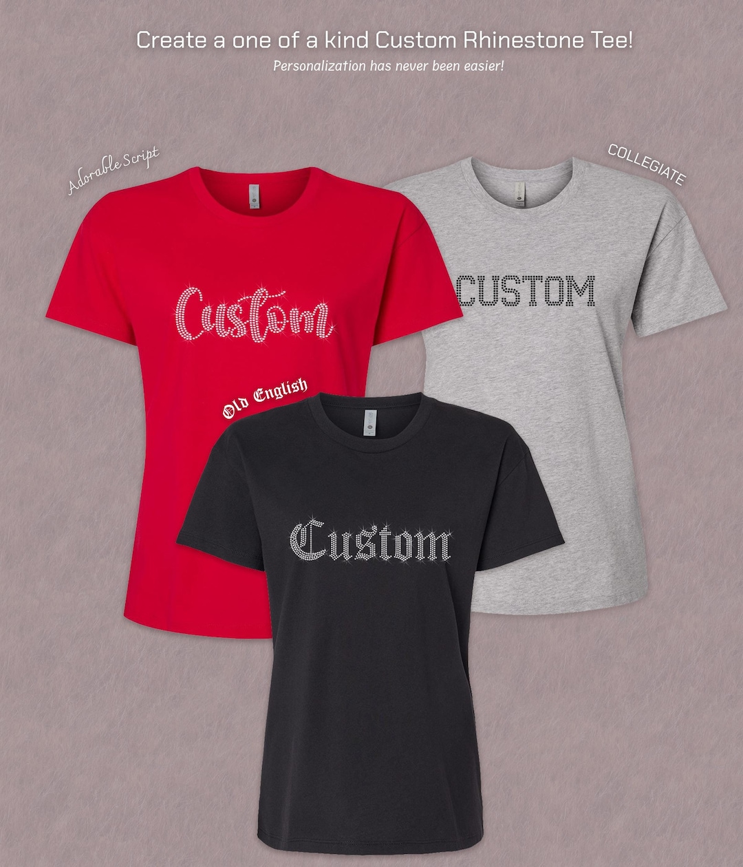 Custom Bling Rhinestone Tee | Personalized Rhinestone Tee | Rhinestone ...