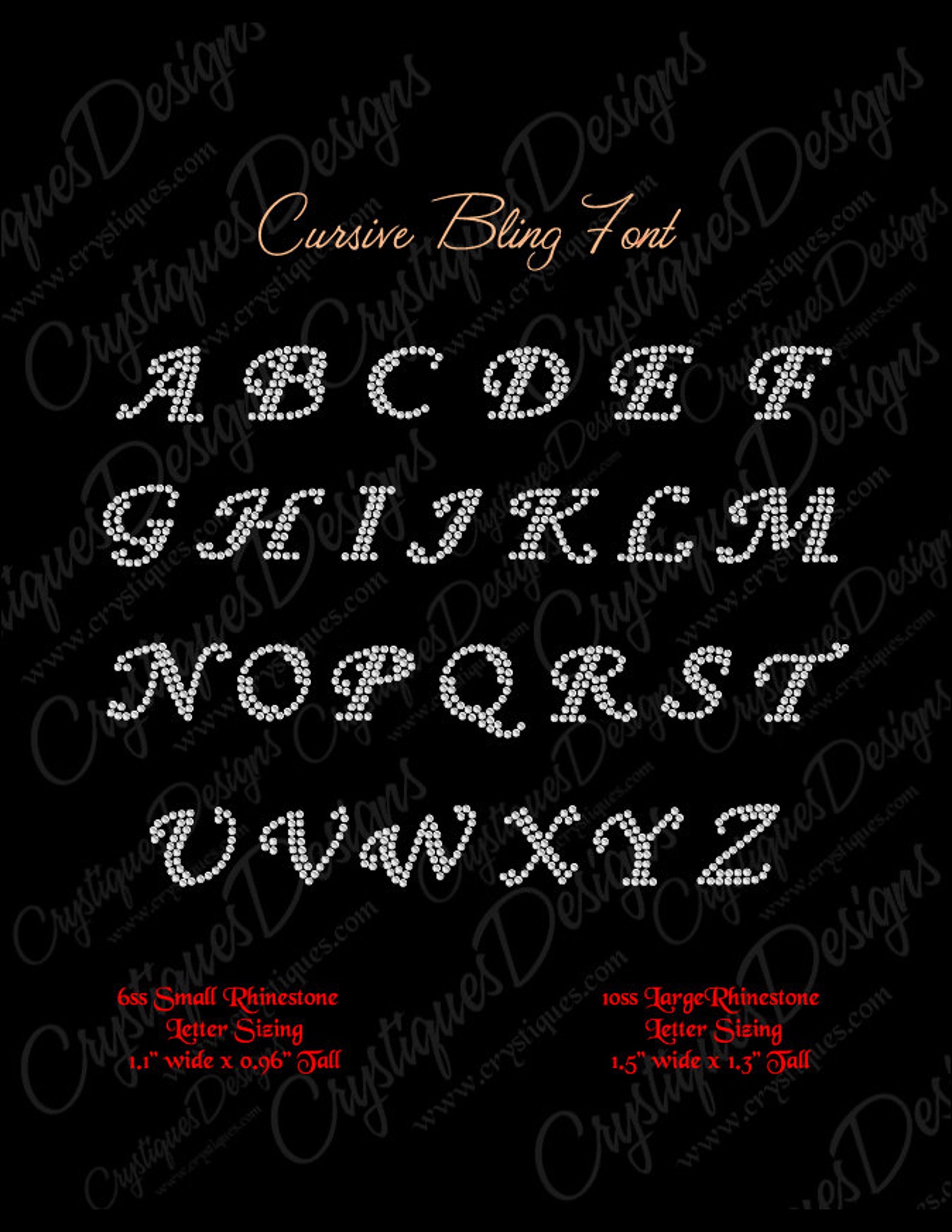 Cursive Bling Font-pick Your Letters -personalize a Phrase or Name-iron ...