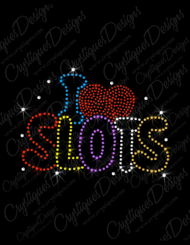 I Love Slots Rhinestone con camiseta de metales camiseta de - Etsy España