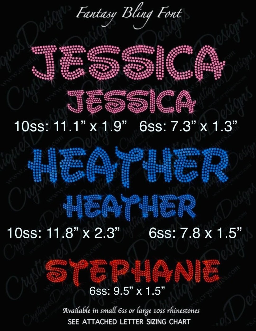 Fantasy Bling Font-personalize a Phrase or Name-iron on Hot Fix ...