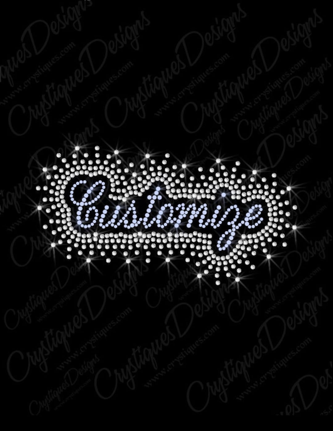 Small Passion Cursive Script With Scattered Rhinestone Effect Transfer ...