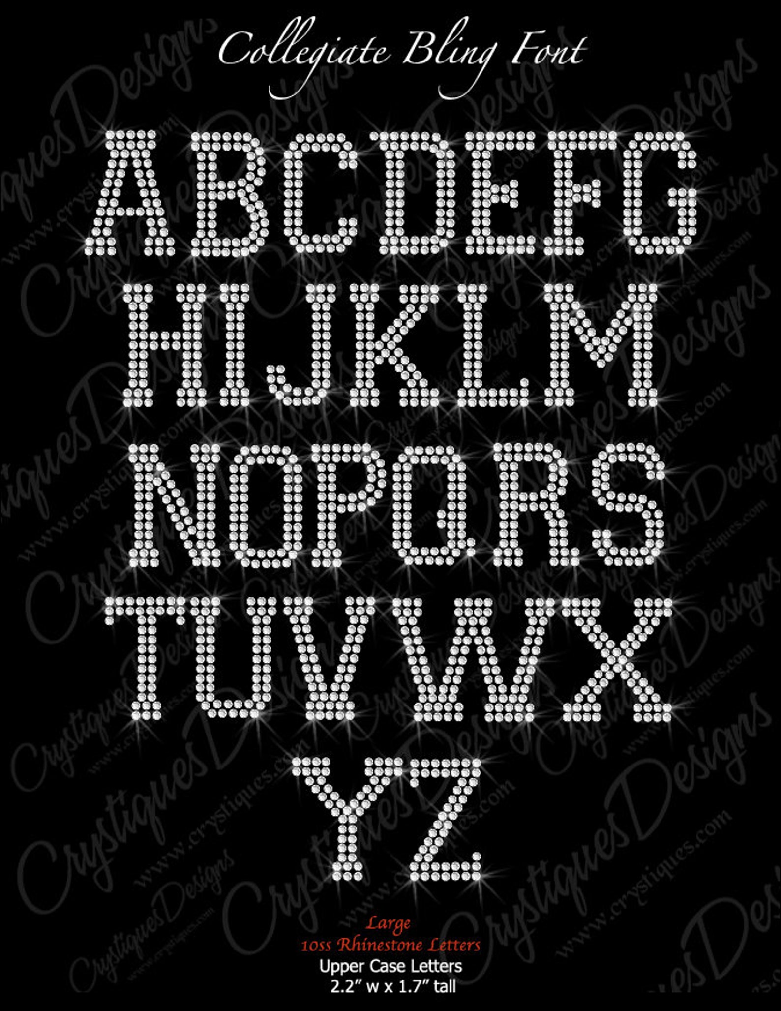 Collegiate Rhinestone Bling Font Iron-on Rhinestone Letters | Etsy