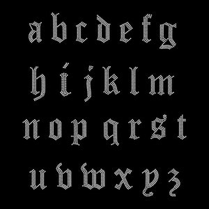 Old English Bling Font-personalize a Phrase or Name-iron on Hot Fix ...