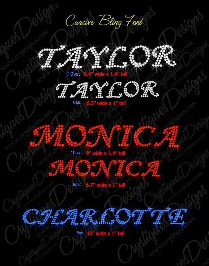 Cursive Bling Font-pick Your Letters personalize a Phrase or - Etsy