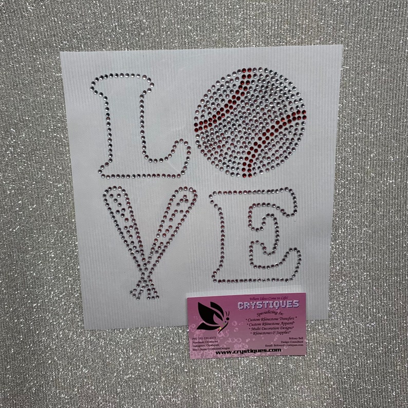 Love Baseball Rhinestone Iron on Transfer Sports Bling - Etsy