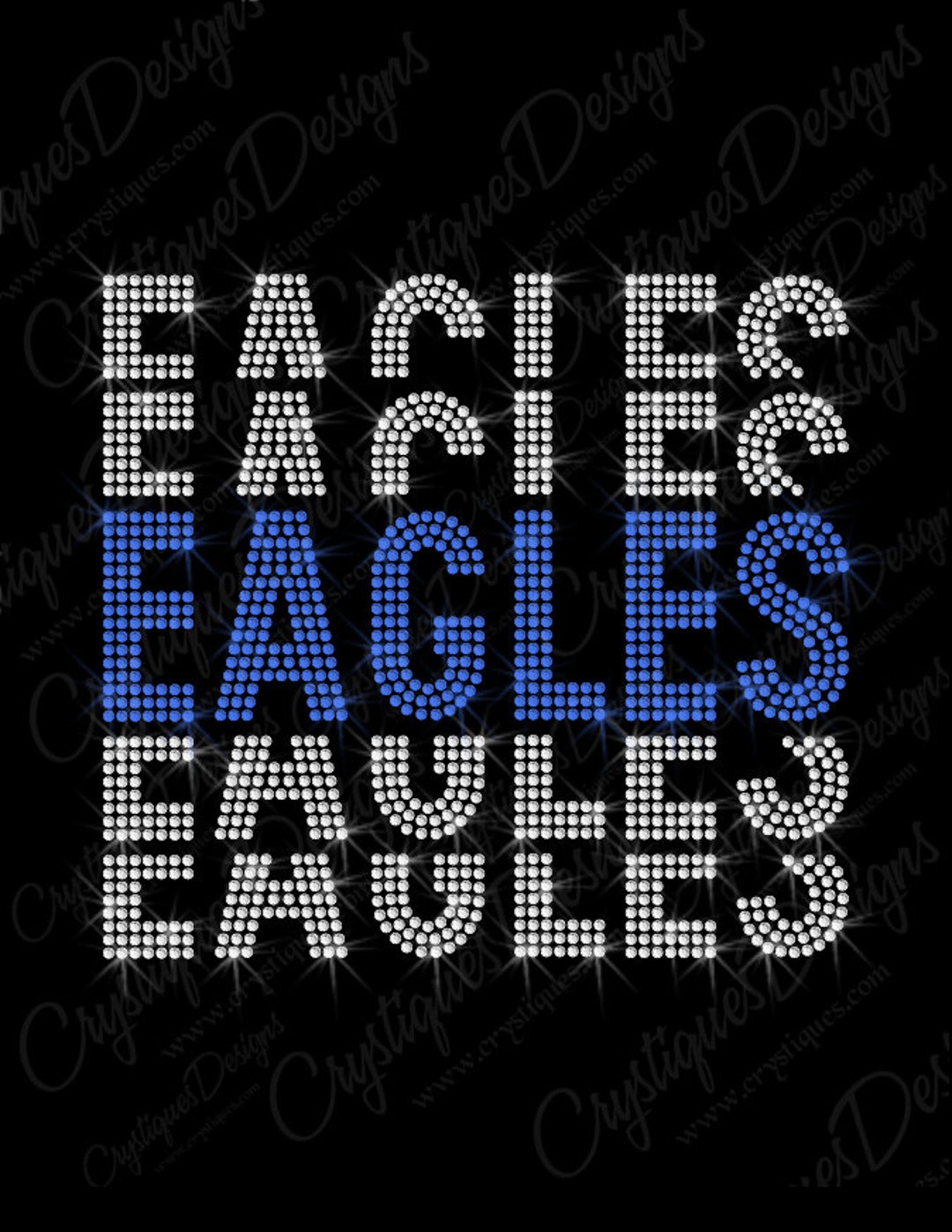 Eagles Football Cascading Iron on Rhinestone Transfer - Football Bling - Rhinestone Transfers - Etsy