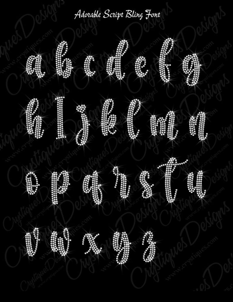 Adorable Script Bling Font-personalize a Phrase or Name-iron - Etsy