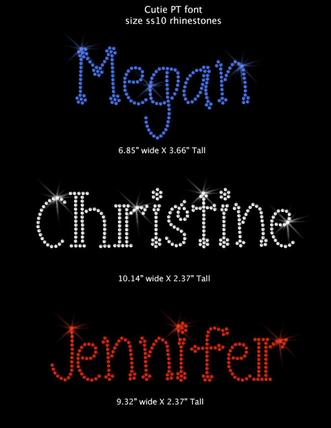 Cutie PT Rhinestone Font-personalize a Phrase or Name-iron on Hot Fix ...