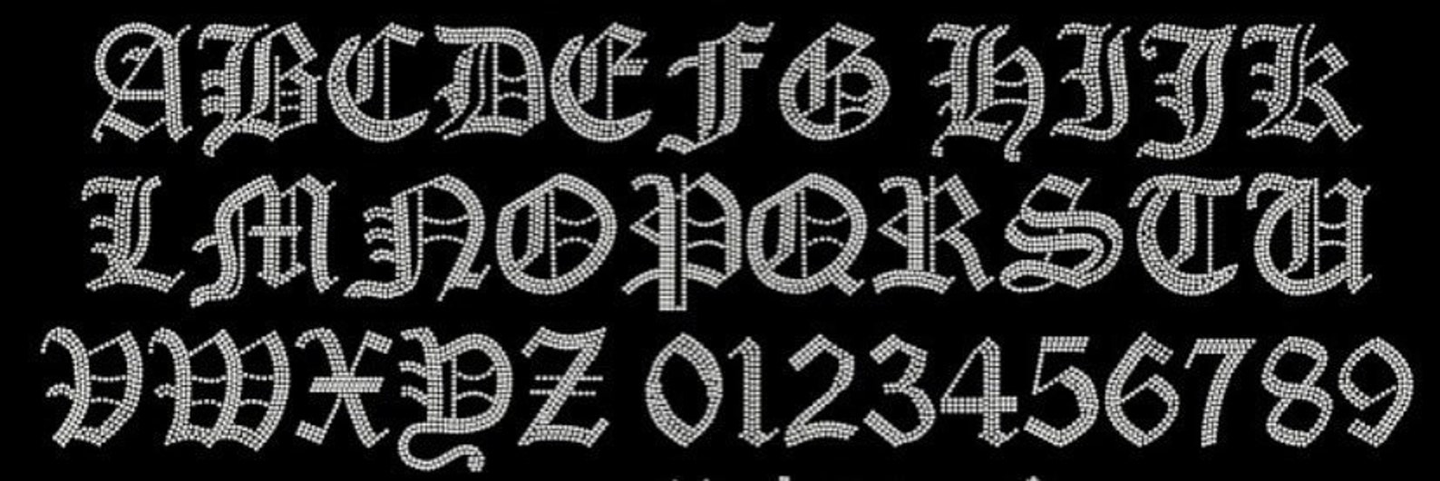Old English Bling Font-personalize a Phrase or Name-iron on Hot Fix ...