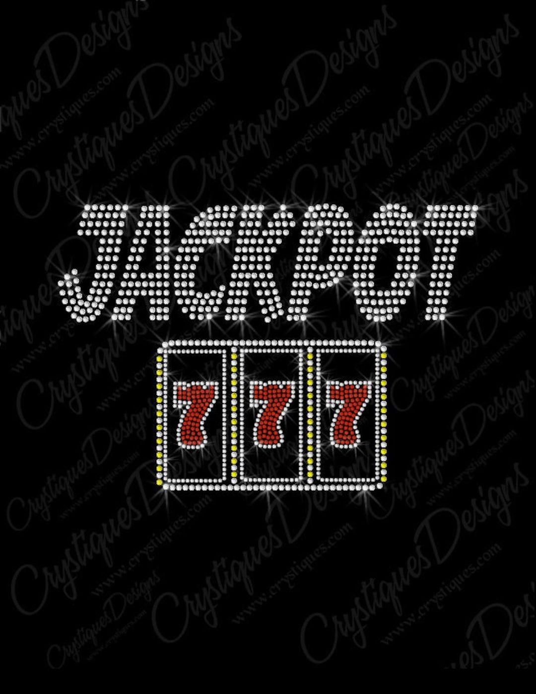 Jackpot 777 Rhinestone Iron on Transfer - Jackpot Bling Rhinestones ...