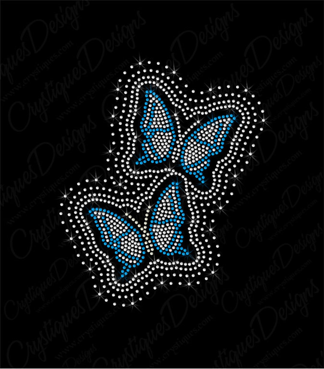 Cascading Butterflies With Scattered Rhinestone Effect Transfer-custom ...