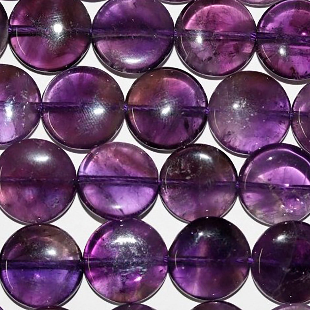 16" St Amethyst Smooth Coin Beads 15mm.-strand 40cm - Etsy