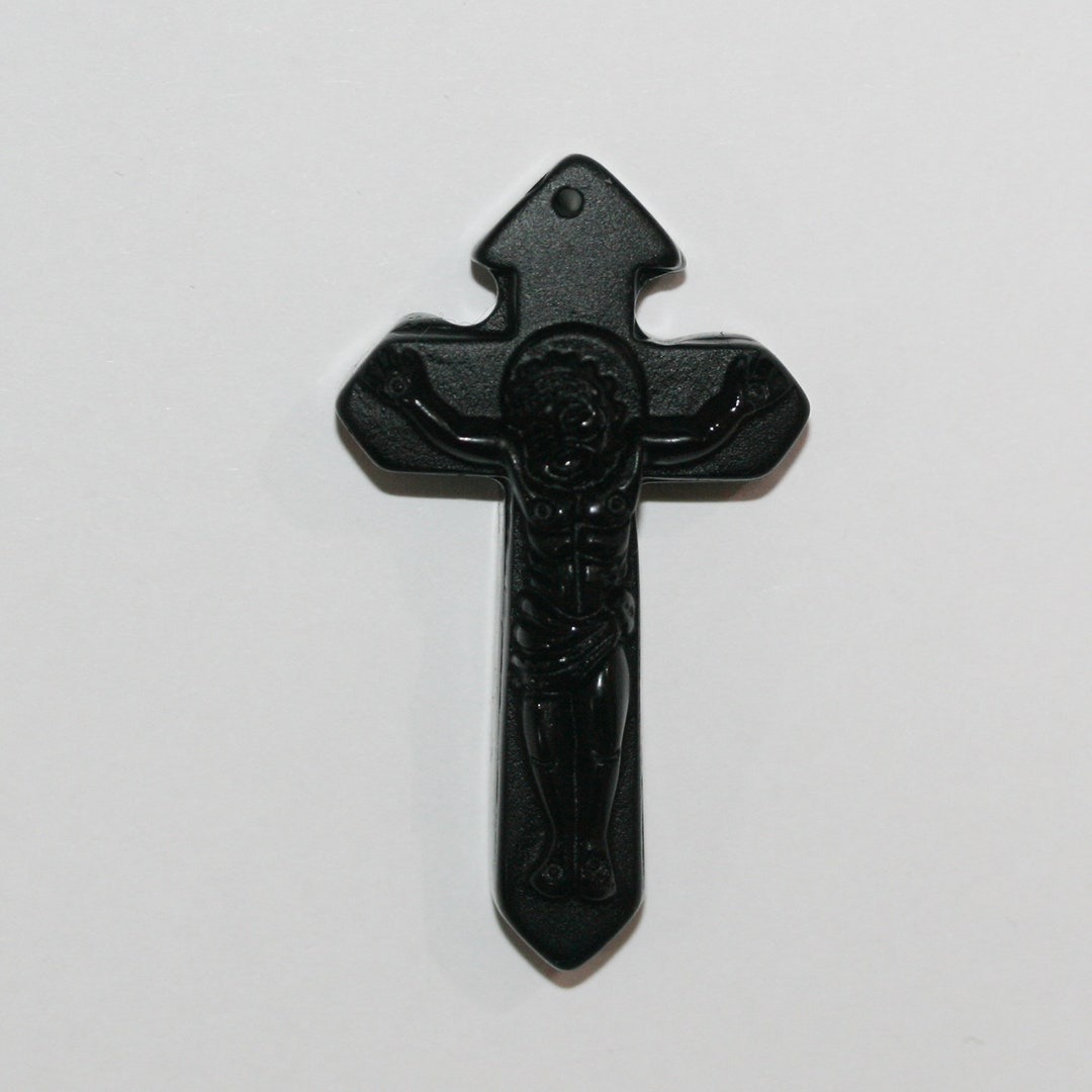 Obsidian Cross Pendant 44x25mm. - Etsy