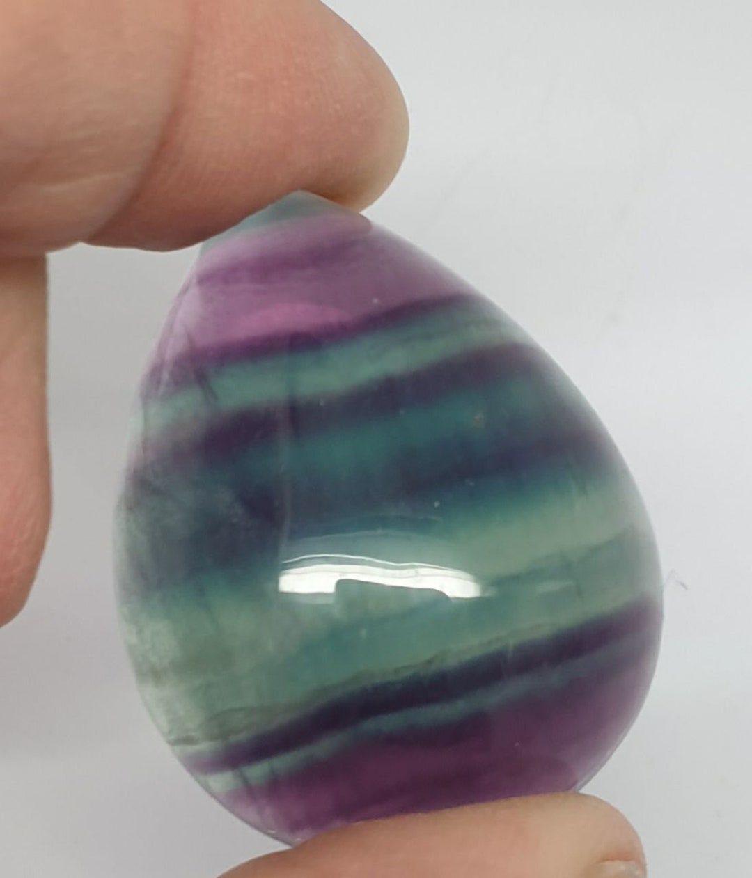 Big Natural Banded Fluorite Oval Cabochon 30x40mm 142.6ct Rare Color ...