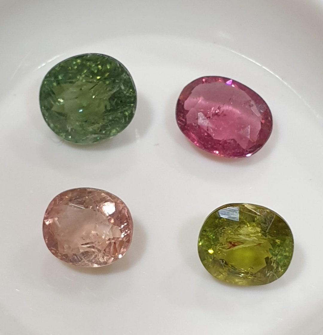 Rare Colors Tourmaline Lot 6.5x5.5mm Round Oval Gemstone Lot- Natural ...