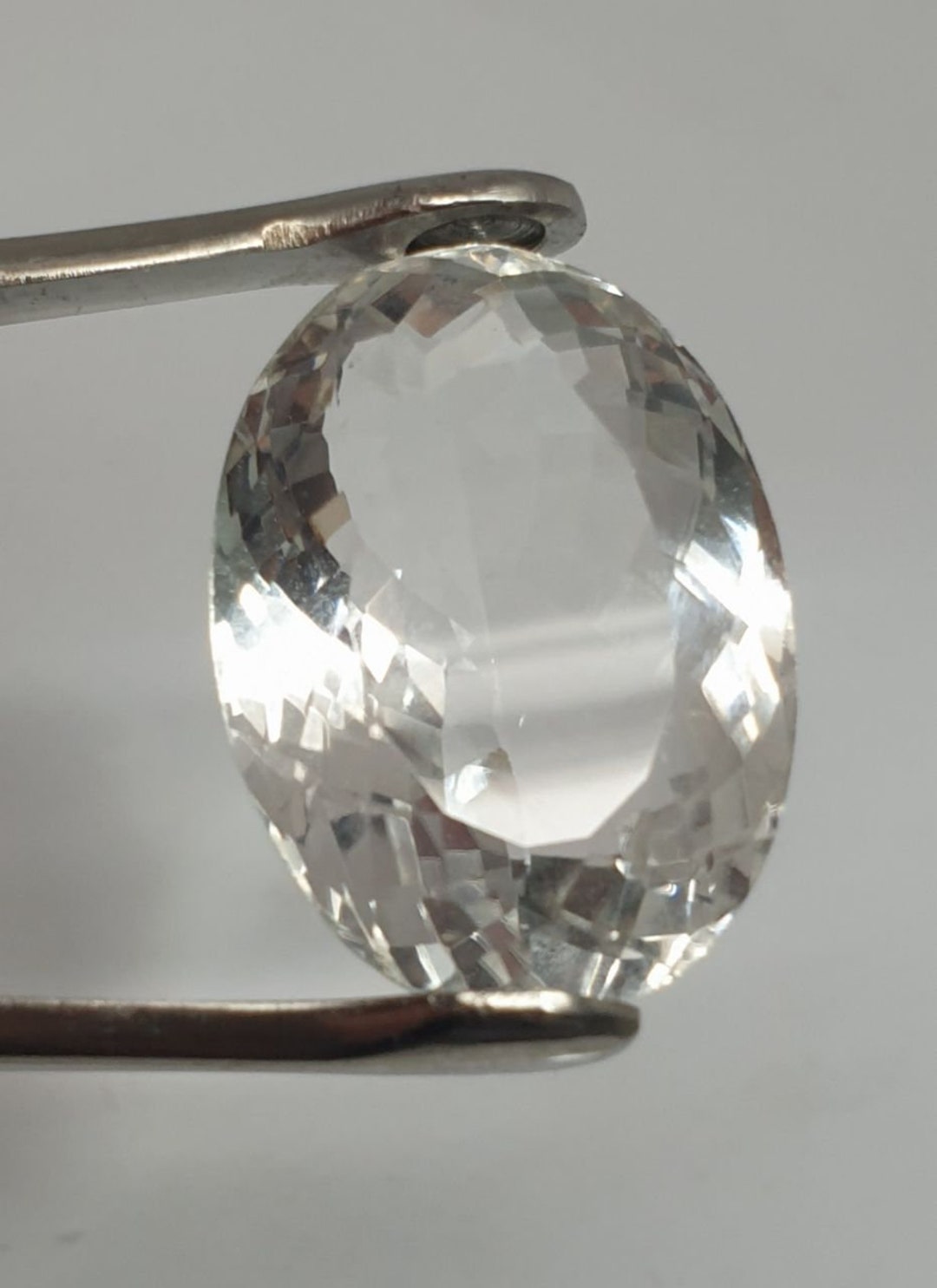 Big AAA Flawless Rock Crystal Quartz Faceted Oval 26.8x19x13.2mm. (44ct ...