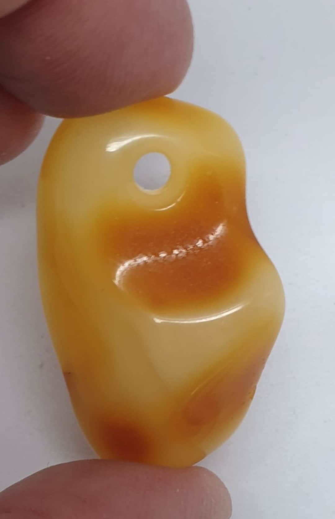 Big Hole Yellow Baltic Natural Amber Pendant 37.6x23.1mm. Genuine ...