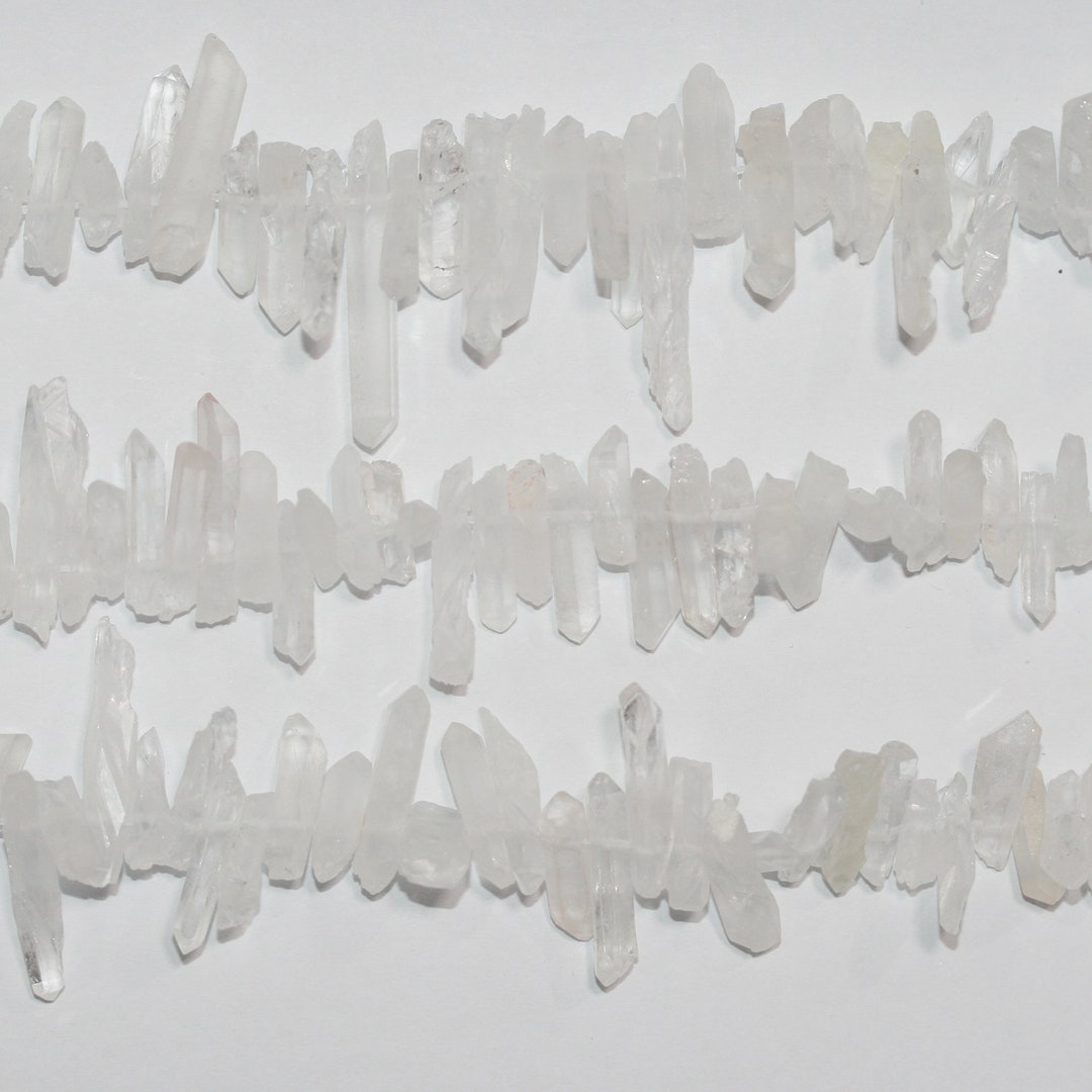 16" St Rock Crystal Quartz Matte Finish Unpolish Sticks Beads 25-18x5mm ...