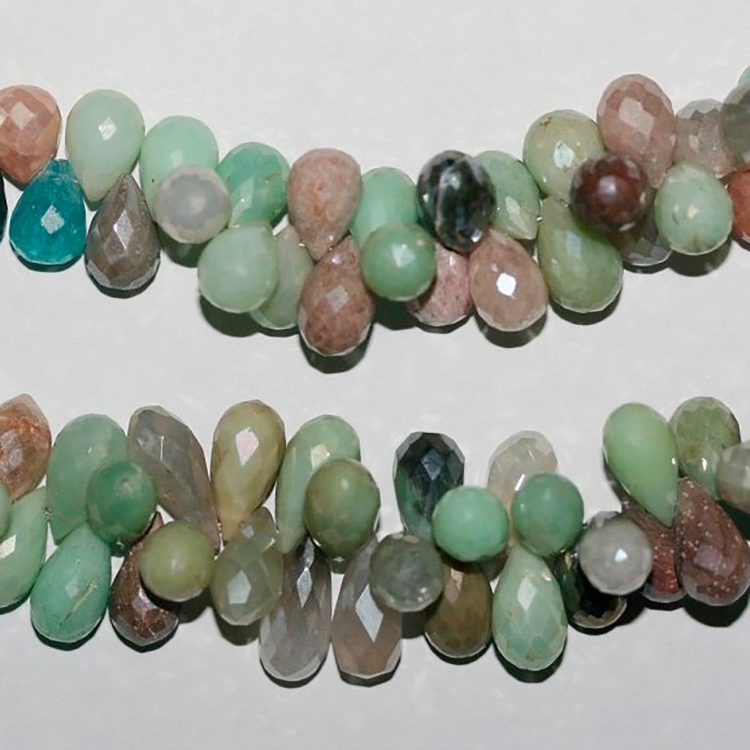 7 St Multi Stone Faceted Drop Beads 12x7mm. Aprox.hebra - Etsy España