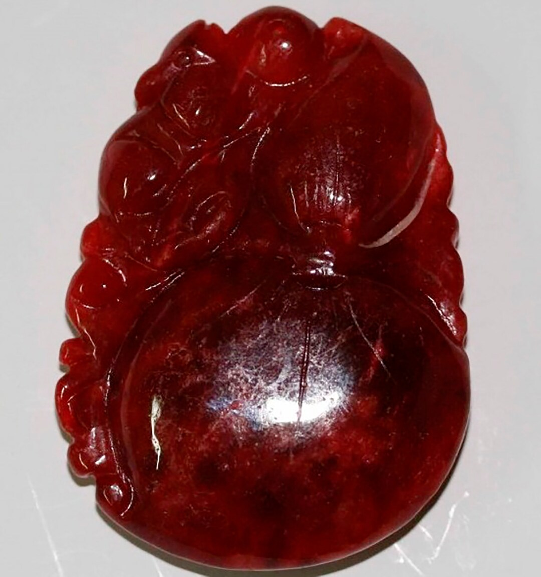 Red Jade Pendant 54x38mm. - Etsy