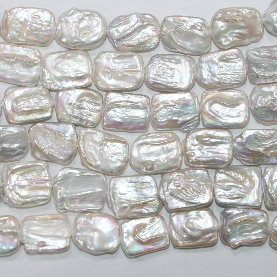 15" St Pearl Irregular Rectangular Shape 19x15mm.approx.- Strand 39cm ...