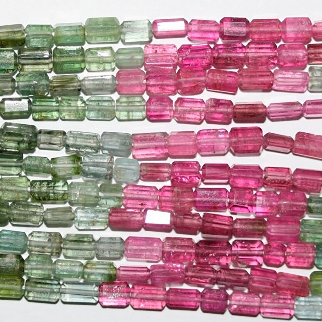 15" St Tourmaline Faceted Brick Prism 5x3mm.-strand 38mm. - Etsy UK