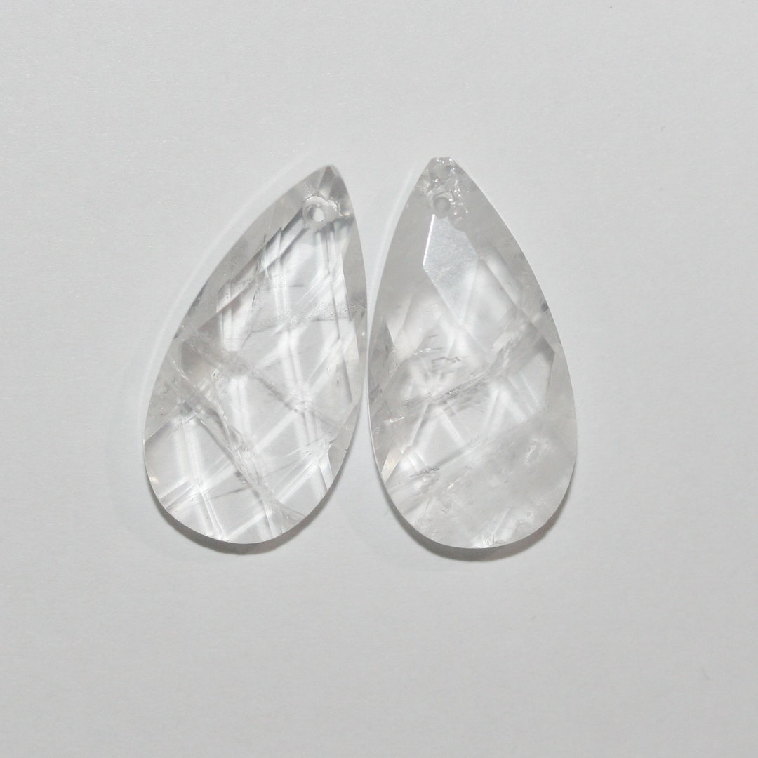 Rock Crystal Quartz Faceted Drop Pendant 25x13mm.( 1 Pair ) - Etsy