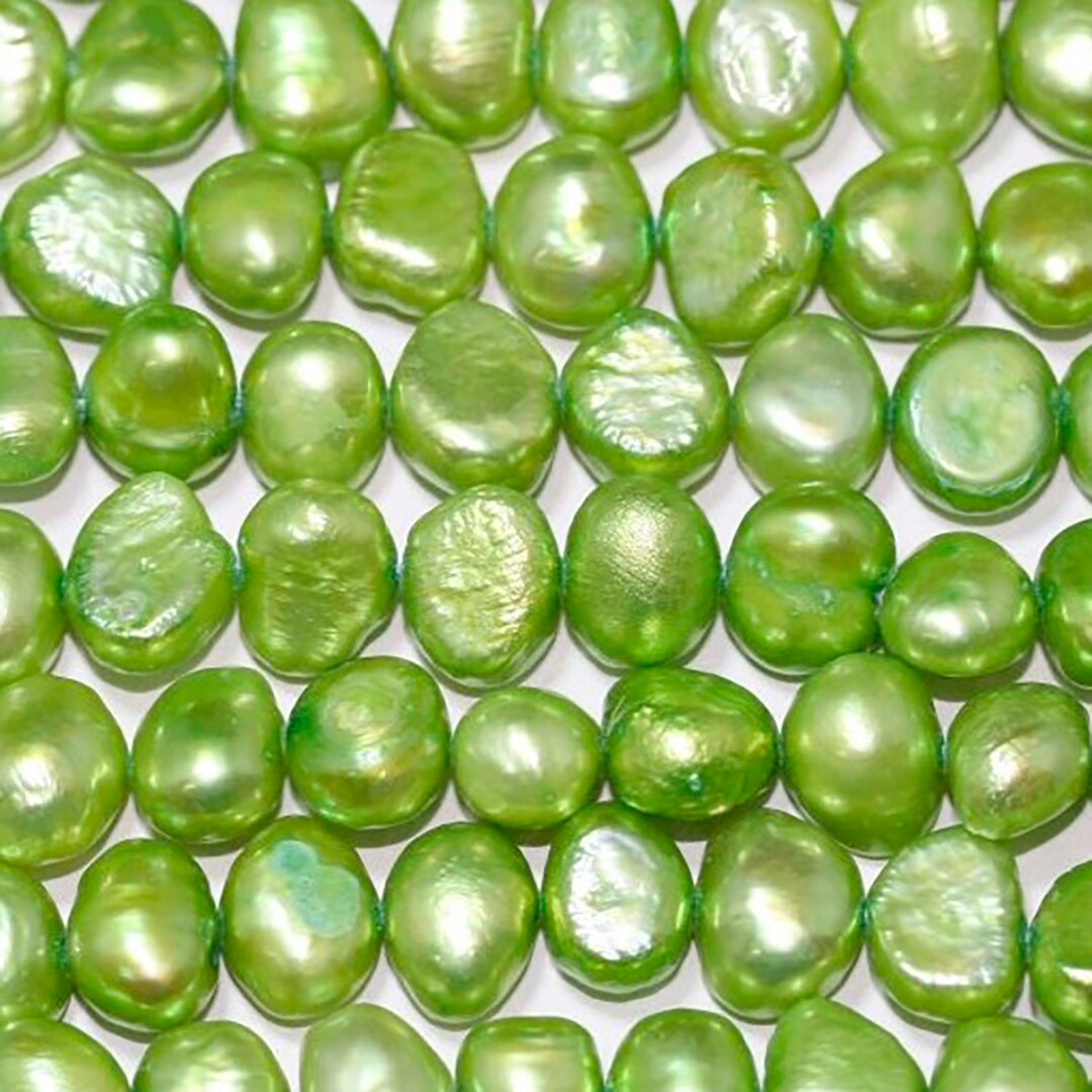 16 St Freshwater Pistachio Green Baroque Pearl 8-9mm.strand 40cm ...