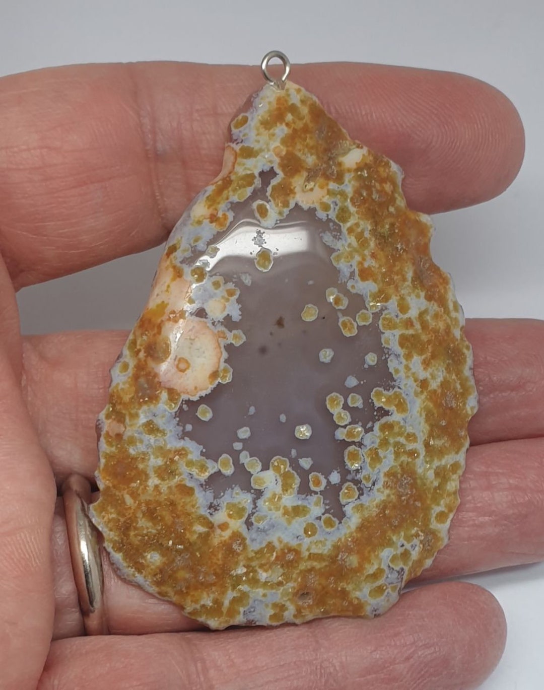 Rare Inclusions Natural Agate Smooth Pendant 60x45mm Approx-healing ...