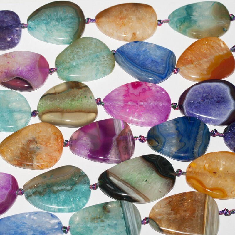 Flat Gemstone Beads - Etsy