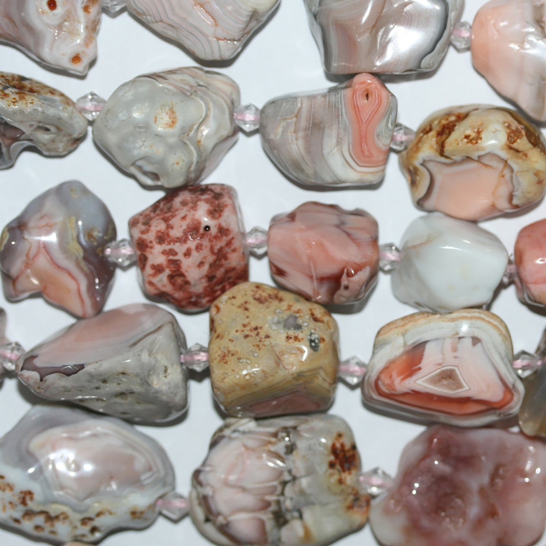 16" St Pink Botswana Agate Irregular Nugget Beads 20-30mm.approx ...