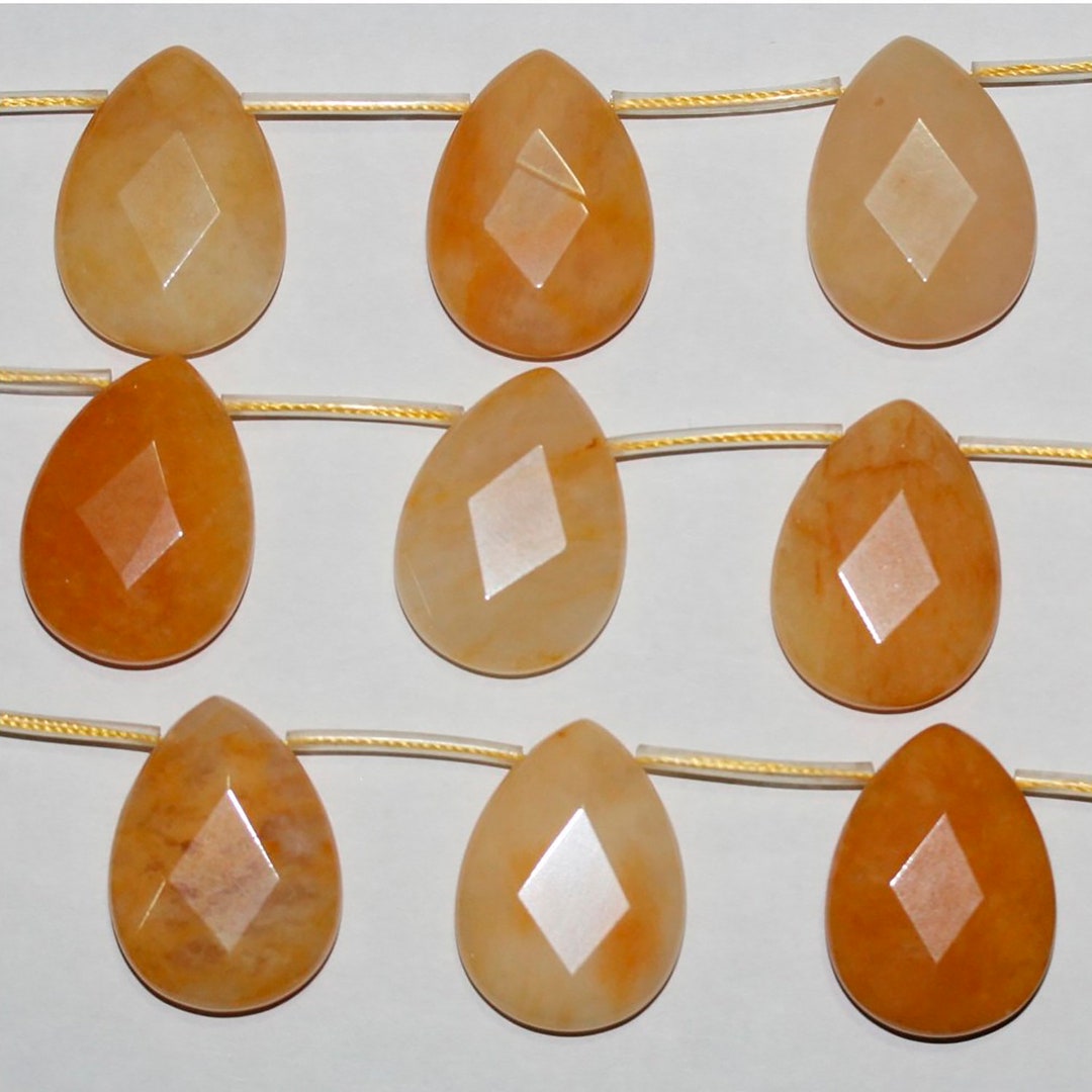15" St Yellow Jade Faceted Drop Beads 30x22mm.-strand 38cm - Etsy