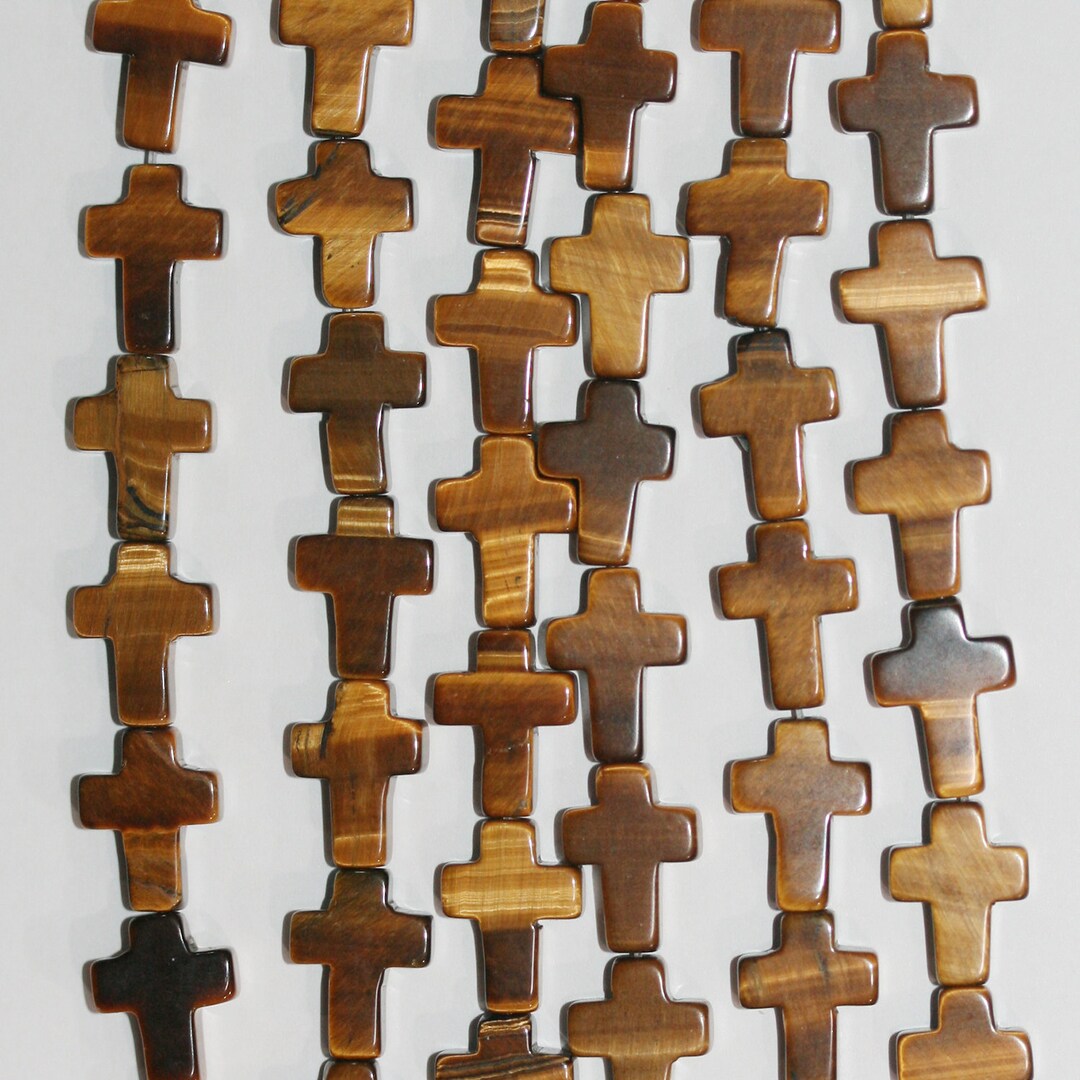 16" St Tiger Eye Smooth Cross Beads 14x10mm.-strand 40cm. - Etsy