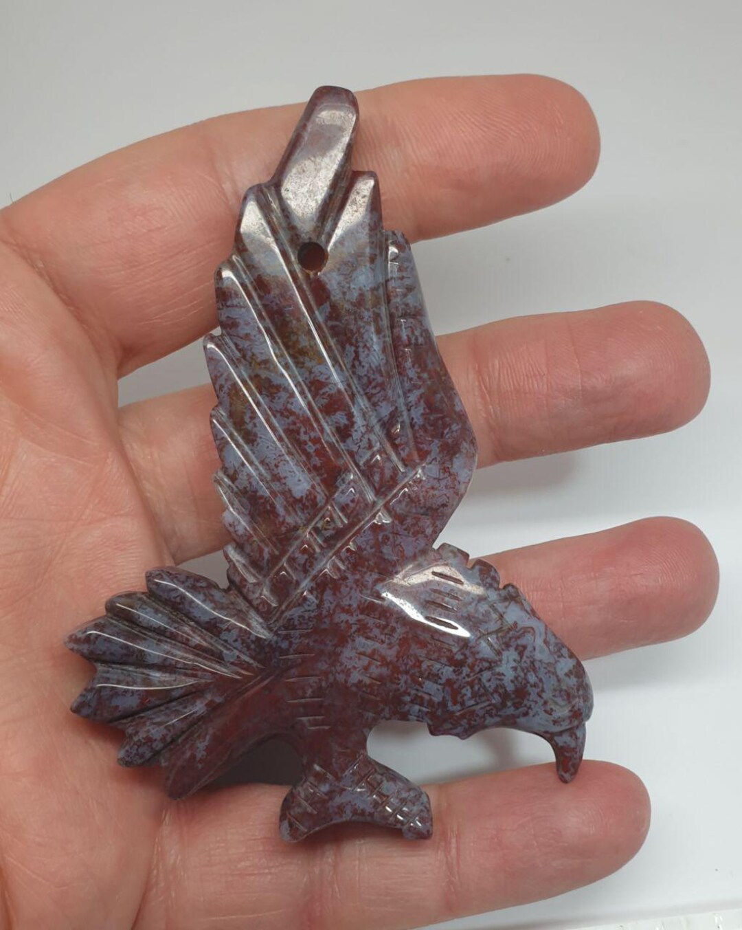 Big Jasper Carved American Eagle Gemstone Pendant 84x61mm- Natural ...