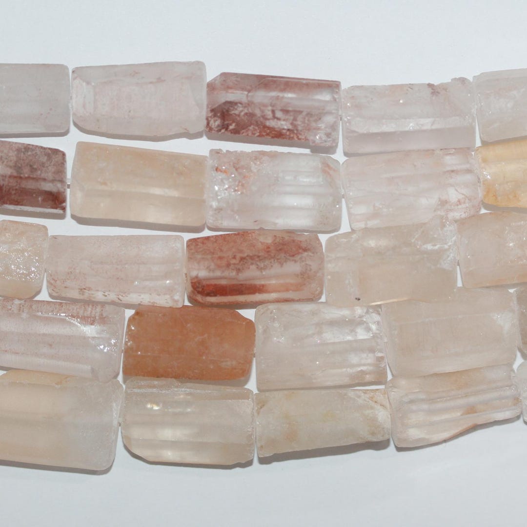 16" St Rock Crystal Quartz Matte Finish Unpolish Tube Beads 25x12mm ...