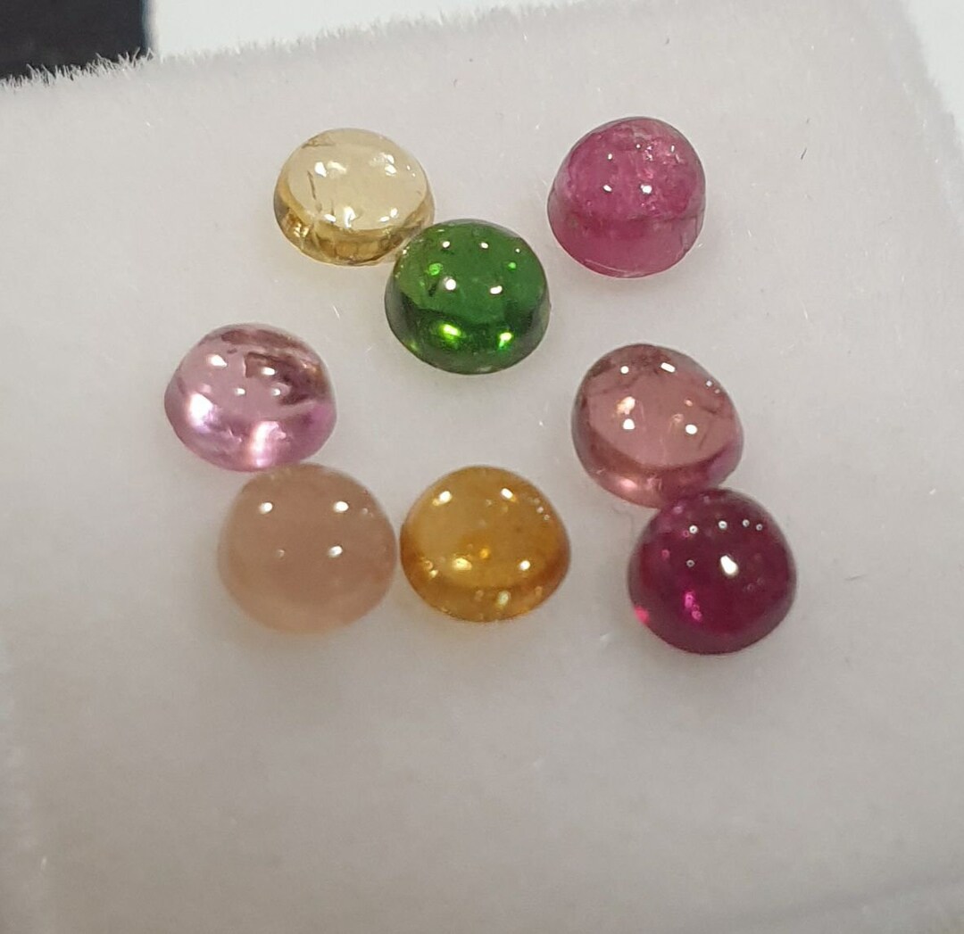 Tourmaline Lot Round Cabochons 3.5mm.-(8pcs) -gemstone Parcels-loose ...
