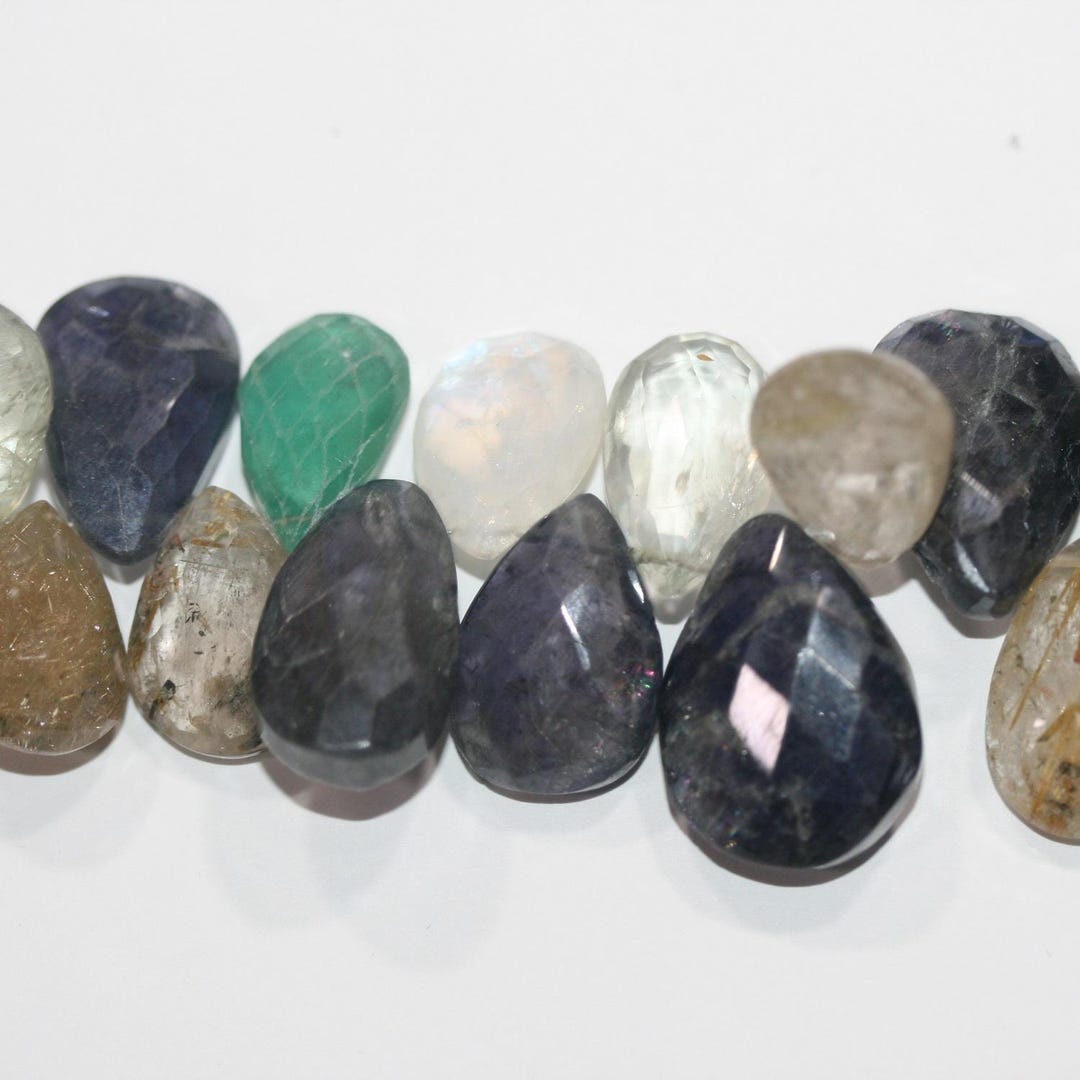 8" St Multi Stone Graduated Faceted Drop Beads 17x11-22x17mm. Approx ...