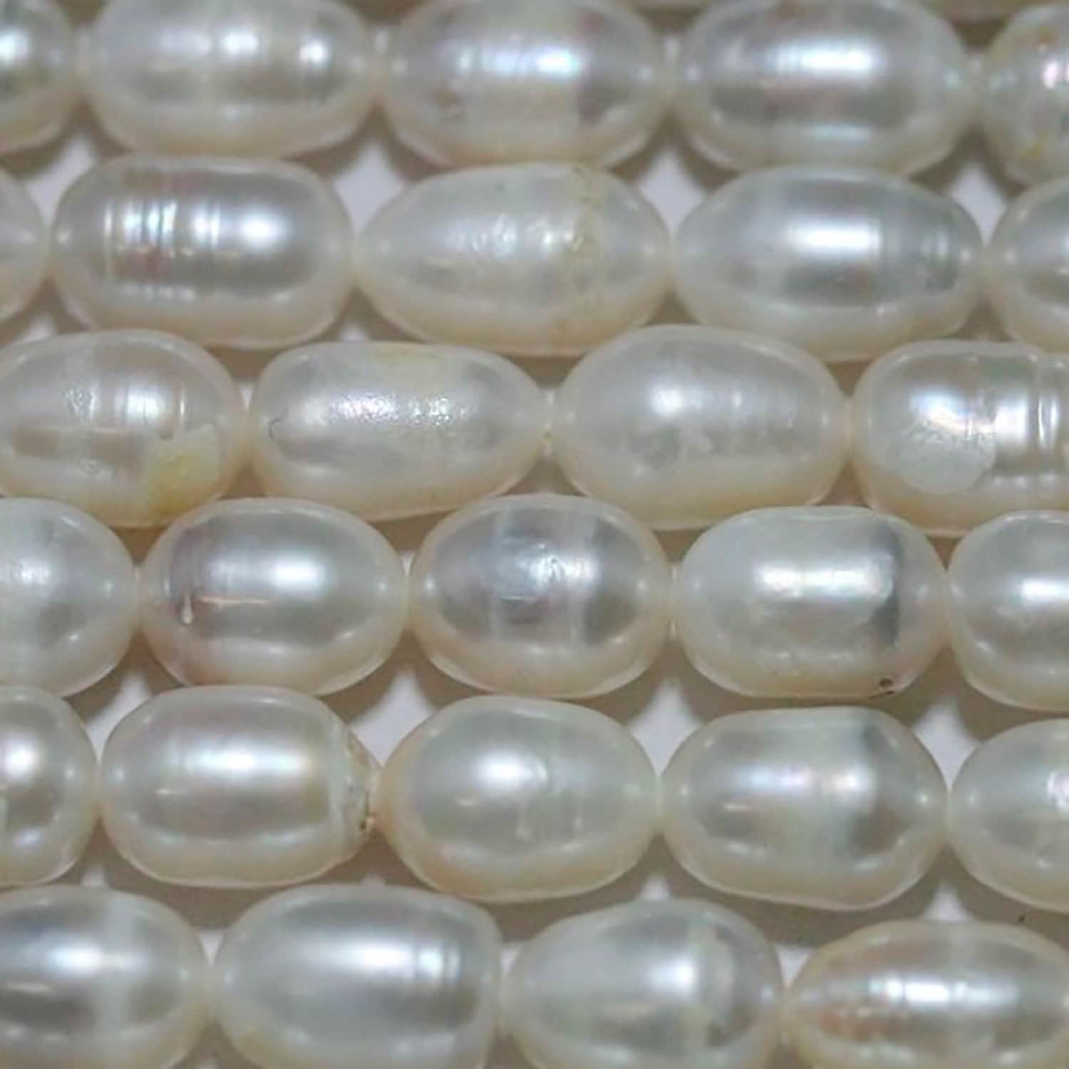 15" St Freshwater Oval Pearl 10x6mm.-strand 39cm.-natural Pearls ...