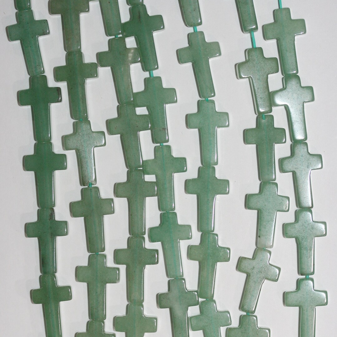 16" St Green Aventurine Smooth Cross Beads 20x12mm.-strand 40cm - Etsy